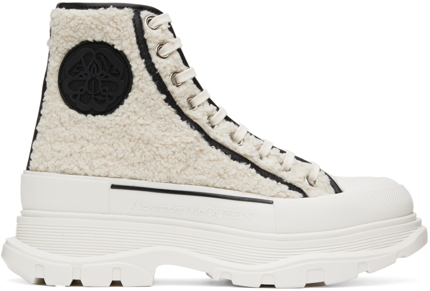 Alexander McQUEEN★Shearling Tread Slick Sneakers 7273798919 Alexander Mcqueen Off-White Shearling Tread Slick Sneaker In